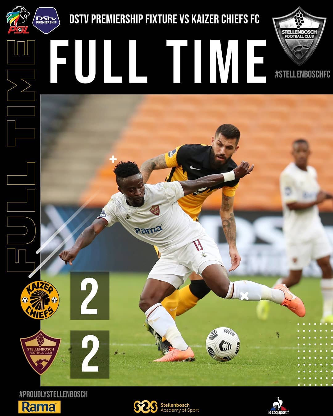 95′ | Full-time at the FNB Stadium and the points are shared. #KCFC 2⃣ ...